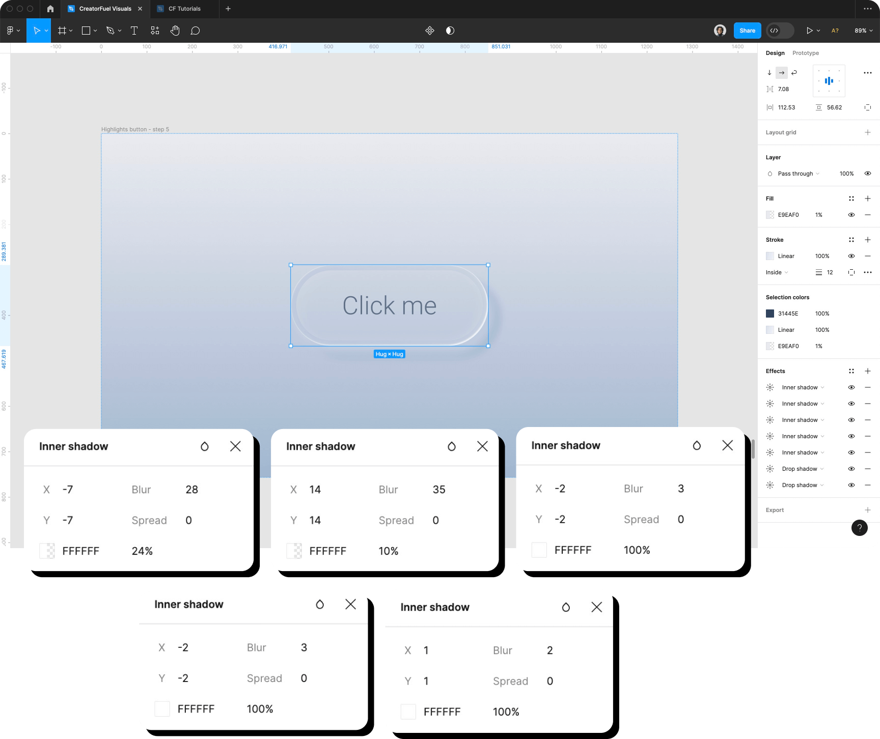 How to create a 3D glass element in Figma & Webflow using box shadows